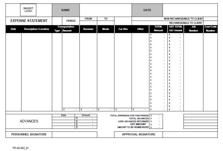 Template - Expense Statement - Workplace Health and Safety ...