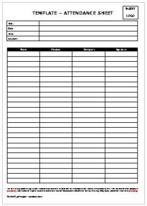 Template - Attendance Sheet - Workplace Health and Safety | Inspections ...