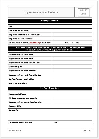 Template - Superannuation Details - Workplace Health and Safety ...