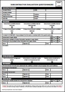 Template - Subcontractor Evaluation Questionnaire (Basic) - Workplace ...