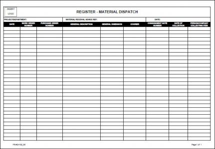 Register - Material Dispatch - Workplace Health and Safety ...