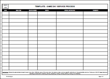 Template - Same Day Service Process - Workplace Health and Safety ...