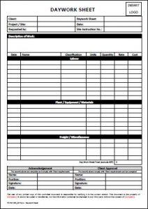 Template - Daywork Sheet - Workplace Health and Safety | Inspections ...