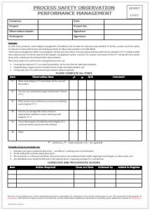 Template - Process Safety Observation - Performance Management ...