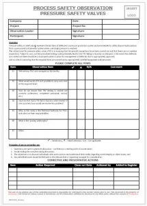 Template - Process Safety Observation - Pressure Relief Valves ...