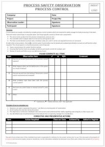 Template - Process Safety Observation - Process Control - Workplace ...