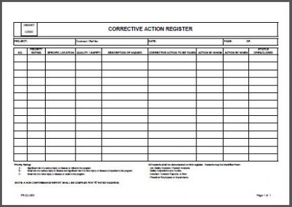 Register - Corrective Action - Workplace Health and Safety ...