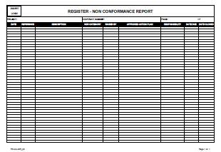 Register - Non Conformance Report - Workplace Health and Safety ...