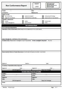 Template - Non Conformance Report - Workplace Health and Safety ...
