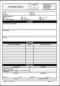 Template - Audit Report (Basic) - Workplace Health and Safety ...
