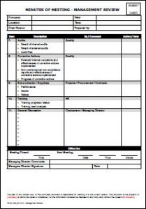 Template - Minutes of Meeting - Management Review - Workplace Health ...