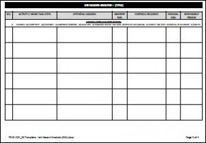 Template - Job Hazard Analysis (JHA) - Workplace Health and Safety ...