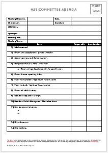 Template - HSE Committee Agenda - Workplace Health and Safety ...