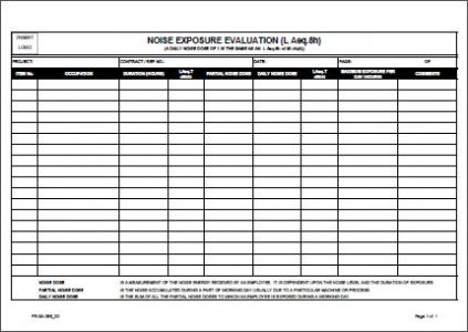Template - Noise Exposure Evaluation - Workplace Health and Safety ...