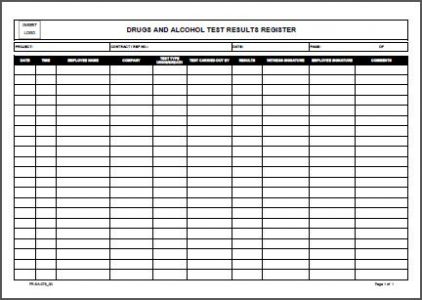 Register - Drug and Alcohol Test Results - Workplace Health and Safety ...