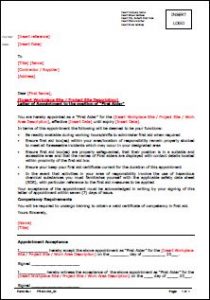 Template - Appointment to the position of First Aider - Workplace ...