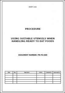 Procedure - Using Suitable Utensils when handling ready to eat foods ...