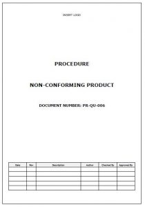 Procedure - Non-Conforming Product - Workplace Health and Safety ...