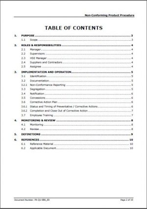 Procedure - Non-Conforming Product - Workplace Health and Safety ...