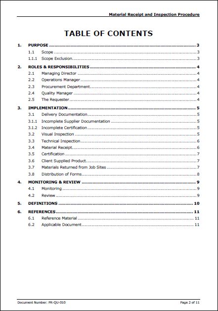 Procedure - Material Receival and Inspection - Workplace Health and ...