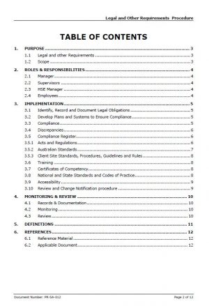 Procedure - Legal and Other Requirements - Workplace Health and Safety ...