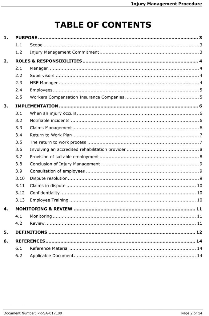 Procedure - Injury Management - Workplace Health and Safety ...