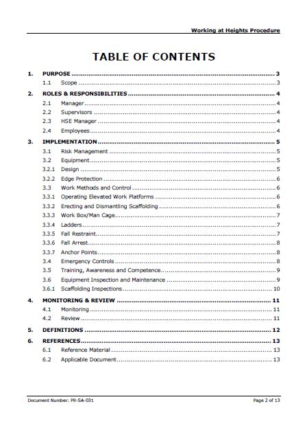 Procedure - Working at Heights - Workplace Health and Safety ...