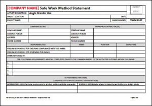 Safe Work Method Statement - Angle Grinder Use - Workplace Health and Safety | Inspections ...