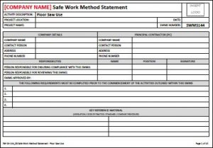 Safe Work Method Statement - Floor Saw Use - Workplace Health and ...