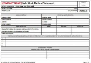 Safe Work Method Statement - Floor Saw Use (Electric) - Workplace ...