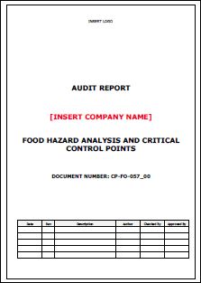 Audit - Food Hazard Analysis and Critical Control Points - Workplace ...