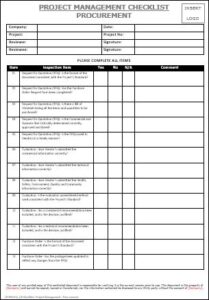 Checklist - Project Management - Procurement - Workplace Health and ...