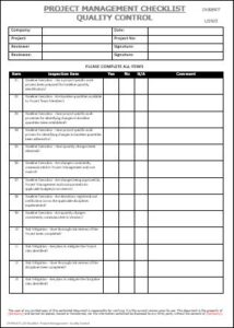 Checklist - Project Management - Quality Control - Workplace Health and ...