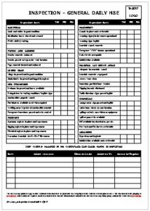 Inspection - General Daily (HSE) - Workplace Health and Safety ...
