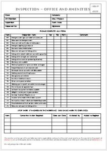 Inspection - Office and Amenities - Workplace Health and Safety ...