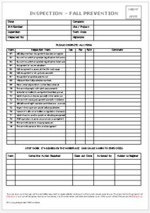 Inspection - Fall Prevention Equipment - Workplace Health and Safety ...