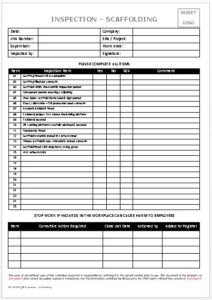Inspection - Scaffolding - Workplace Health and Safety | Inspections ...