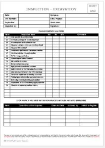 Inspection - Excavation - Workplace Health and Safety | Inspections ...