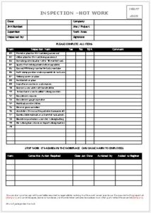 Inspection - Hot Work - Workplace Health and Safety | Inspections ...