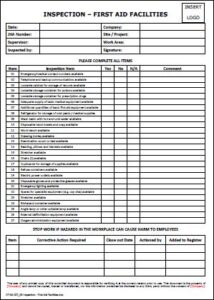 Inspection - First Aid Facilities - Workplace Health and Safety ...
