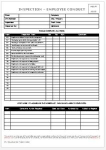 Inspection - Employee Conduct - Workplace Health and Safety ...