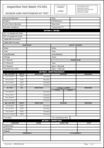 Inspection Test Sheet - ITS-E01 - Busbar and Switchgear HV Test ...