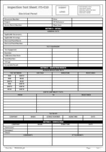 Inspection Test Sheet - ITS-E10 - Electrical Panel - Workplace Health ...