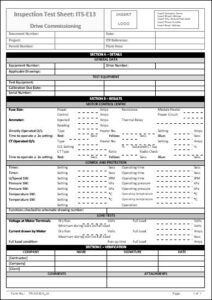 Inspection Test Sheet - ITS-E13 - Drive Commissioning - Workplace ...