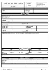 Inspection Test Sheet - ITS-E14 - Earthing - Workplace Health and ...