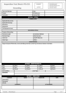 Inspection Test Sheet - ITS-E15 - Grounding - Workplace Health and ...