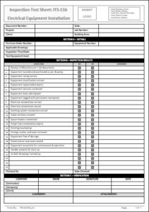 Inspection Test Sheet - ITS-E16 - Electrical Equipment - Workplace ...