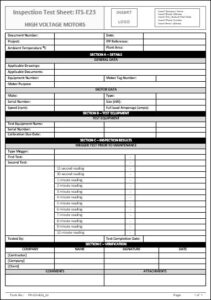 Inspection Test Sheet - ITS-E23 - High Voltage Motors - Workplace ...