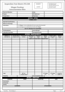 Inspection Test Sheet - ITS-E28 - Megger Readings - Instrumentation ...