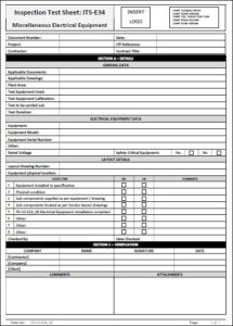 Inspection Test Sheet - ITS-E34 Miscellaneous Electrical Equipment ...